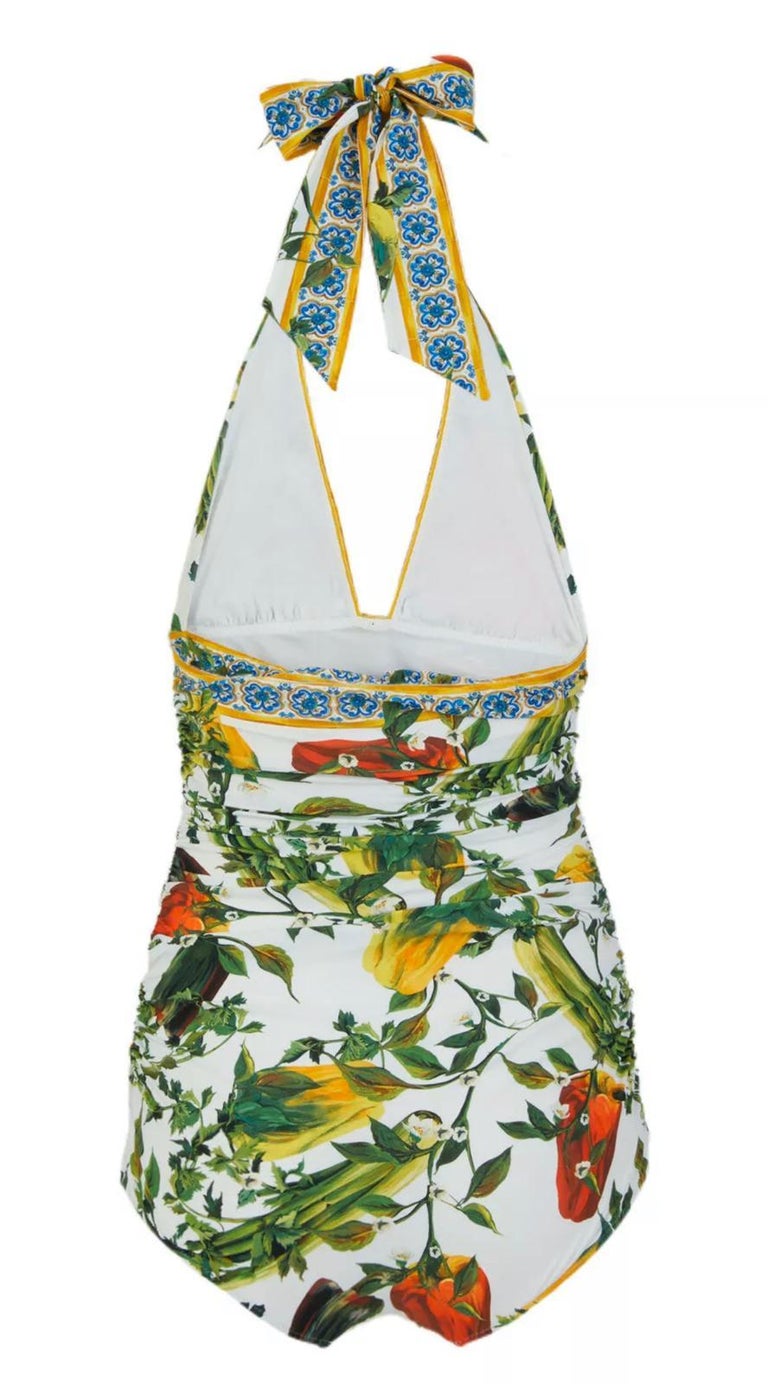 Dolce and Gabbana Multicolor Sicily Maiolica Pepper Swimsuit Swimwear ...