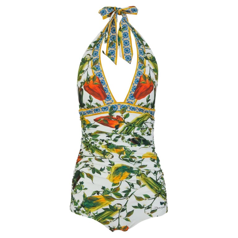 Dolce and Gabbana Multicolor Sicily Maiolica Pepper Swimsuit Swimwear ...
