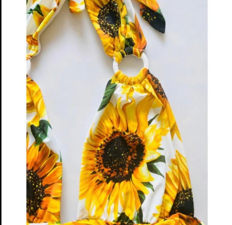 Dolce and Gabbana Multicolored one-piece swimsuit with sunflower ...