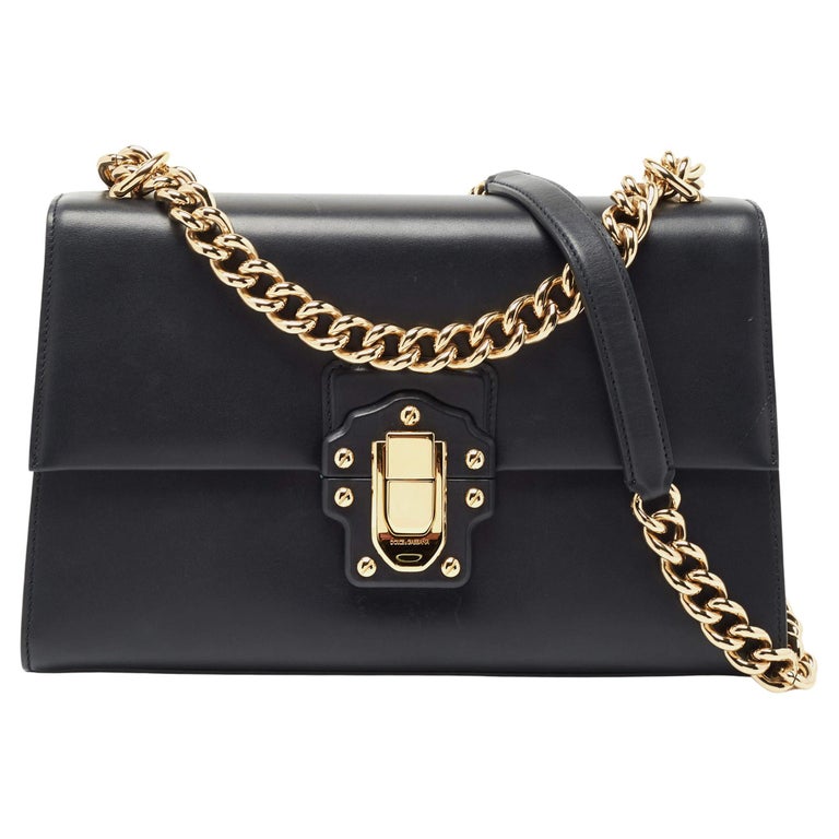 Dolce and Gabbana Navy Blue Leather Large Lucia Shoulder Bag For Sale ...