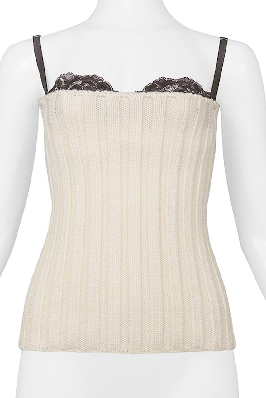 Dolce and Gabbana Off White Knit Corset With Attached Bra 1999 For Sale ...