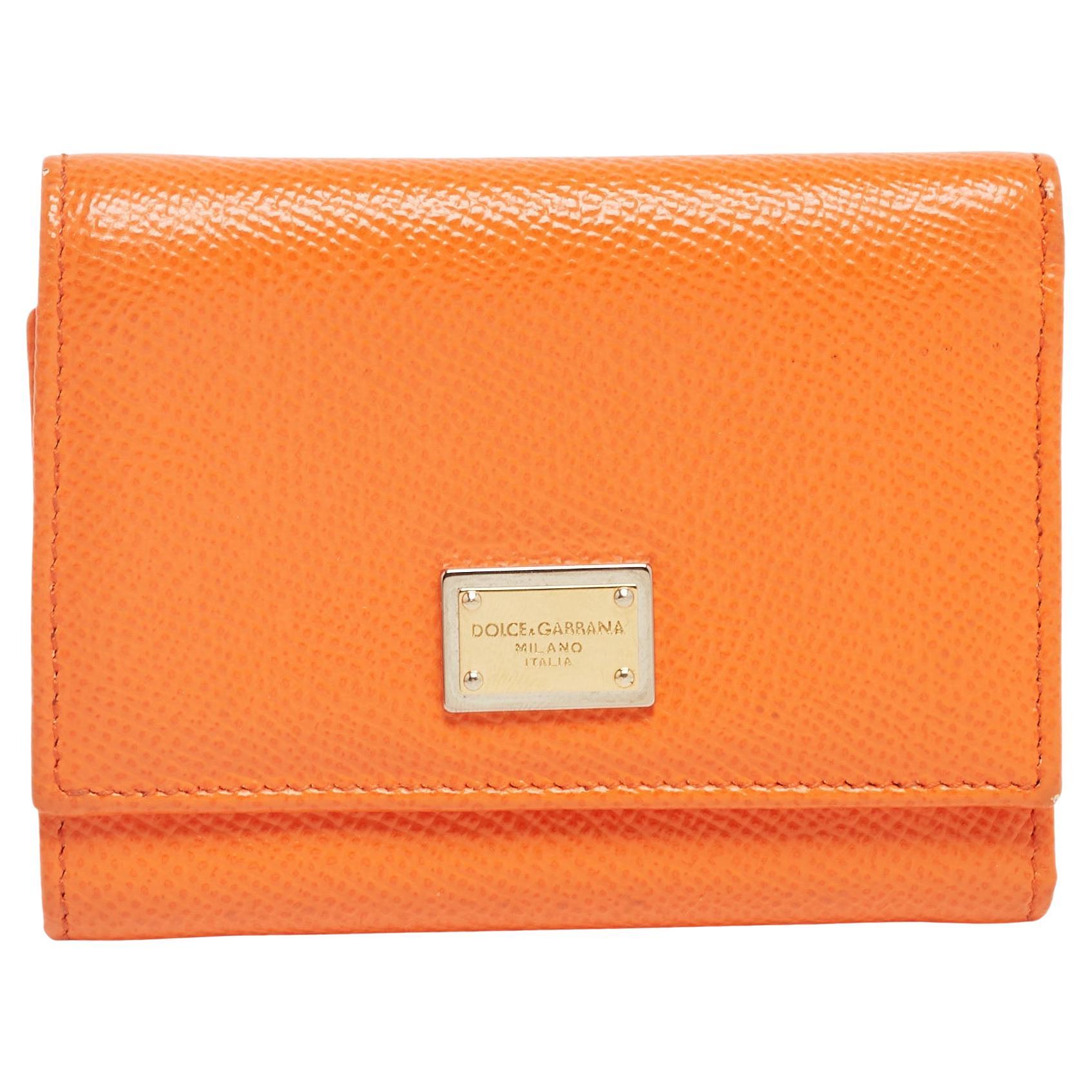 Dolce and Gabbana Orange Leather Continental Wallet at 1stDibs