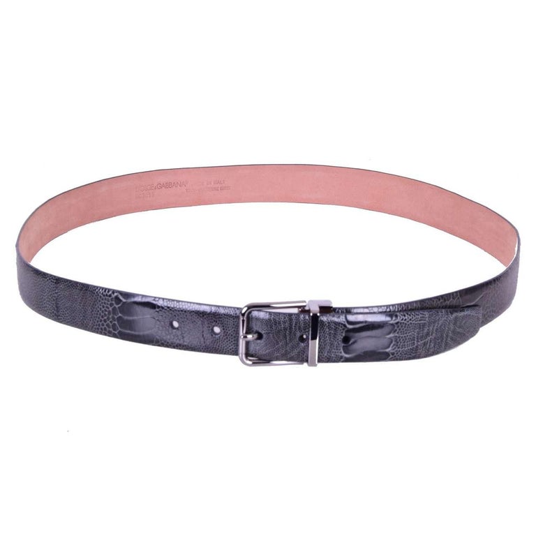 Dolce and Gabbana - Ostrich Leather Belt Grey 90 / Men For Sale at 1stDibs