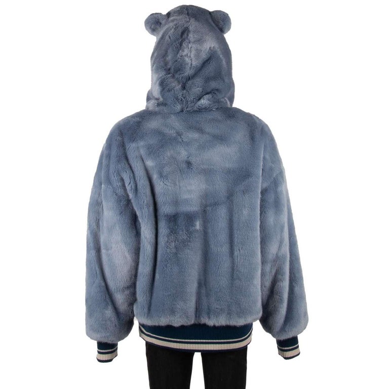 Dolce and Gabbana Oversize Fake Fur Jacket with Bear Hoody and DG Logo ...