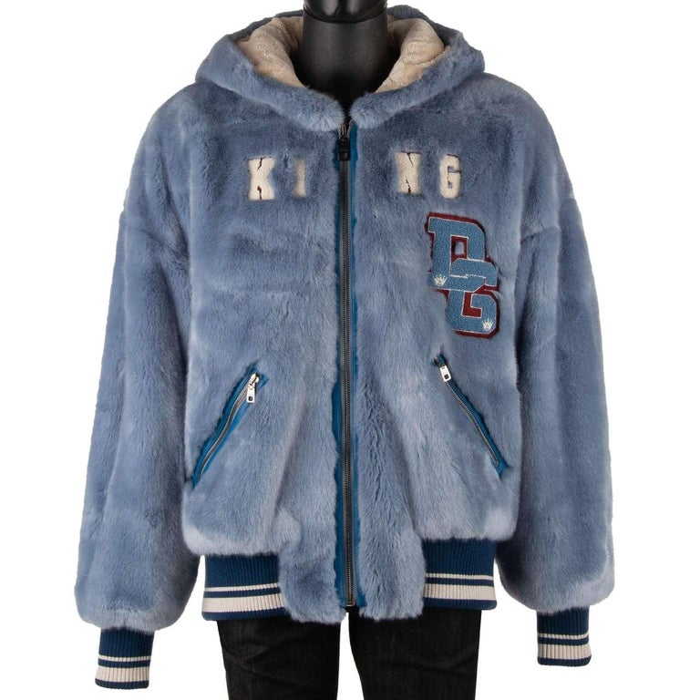 Dolce and Gabbana Oversize Fake Fur Jacket with Bear Hoody and DG Logo ...
