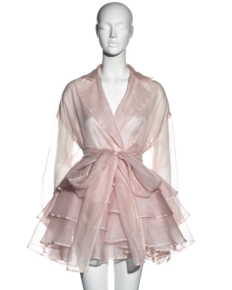 Dolce and Gabbana pale pink silk organza ruffled coat dress, ss 1992 at ...