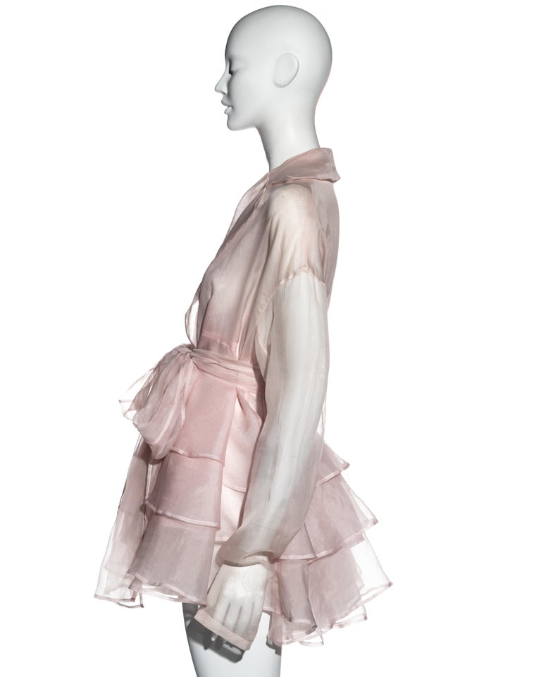 Dolce and Gabbana pale pink silk organza ruffled coat dress, ss 1992 at ...
