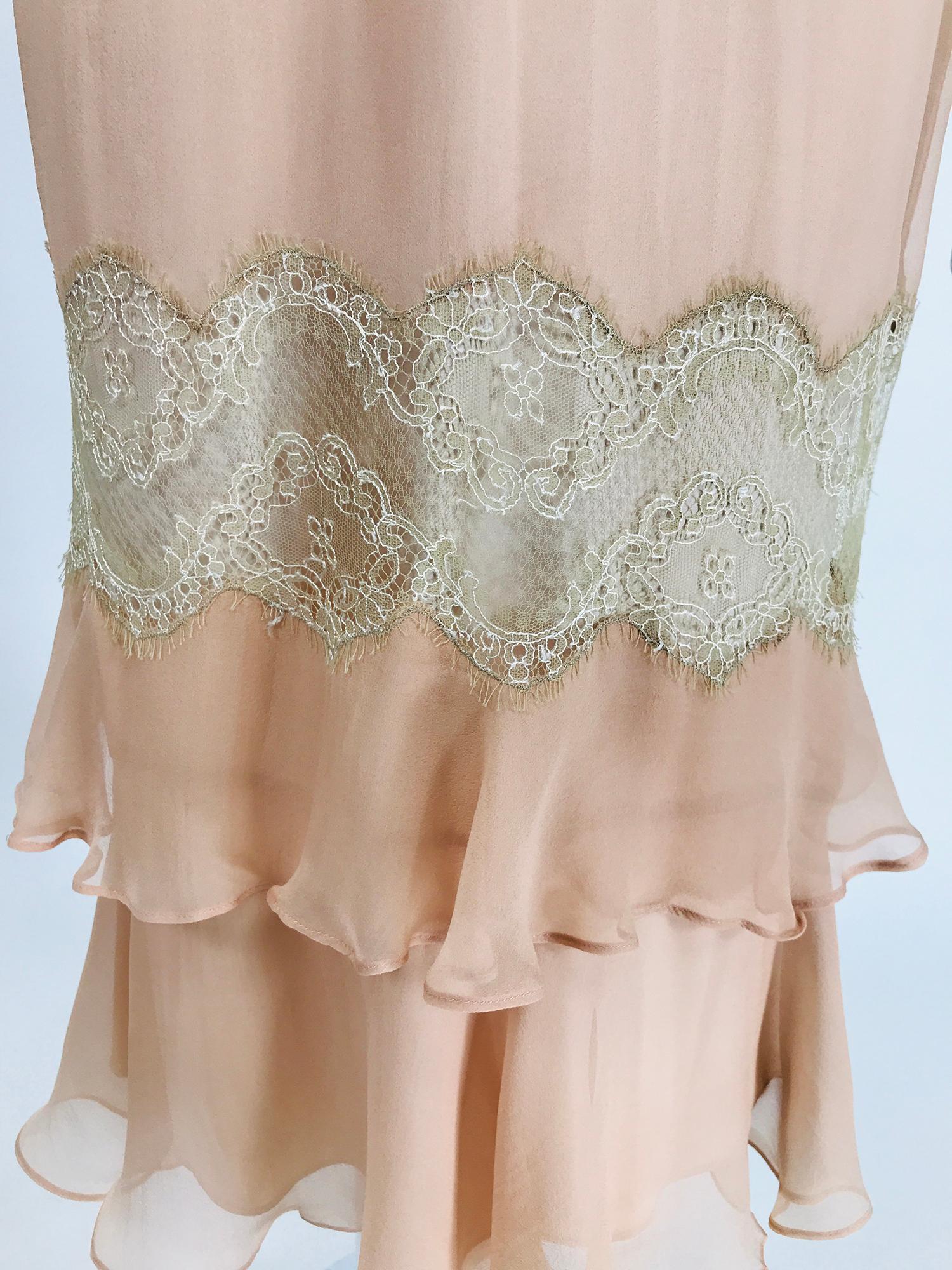 Dolce and Gabbana Peach and Pink Silk Chiffon Lace Lingerie Dress at ...