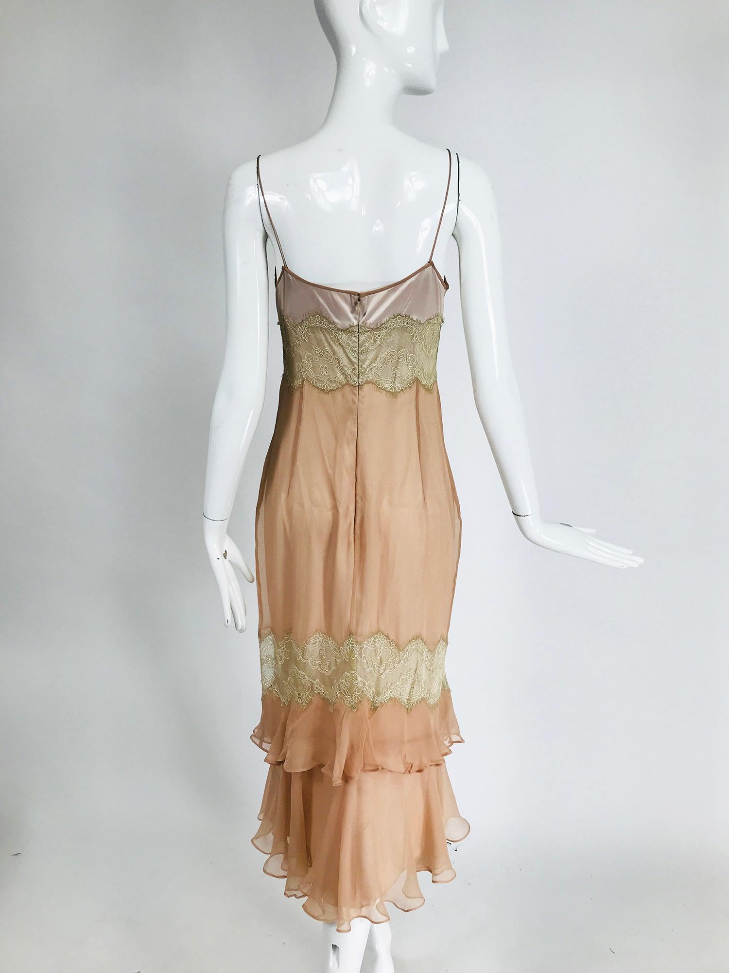 Dolce and Gabbana Peach and Pink Silk Chiffon Lace Lingerie Dress at ...
