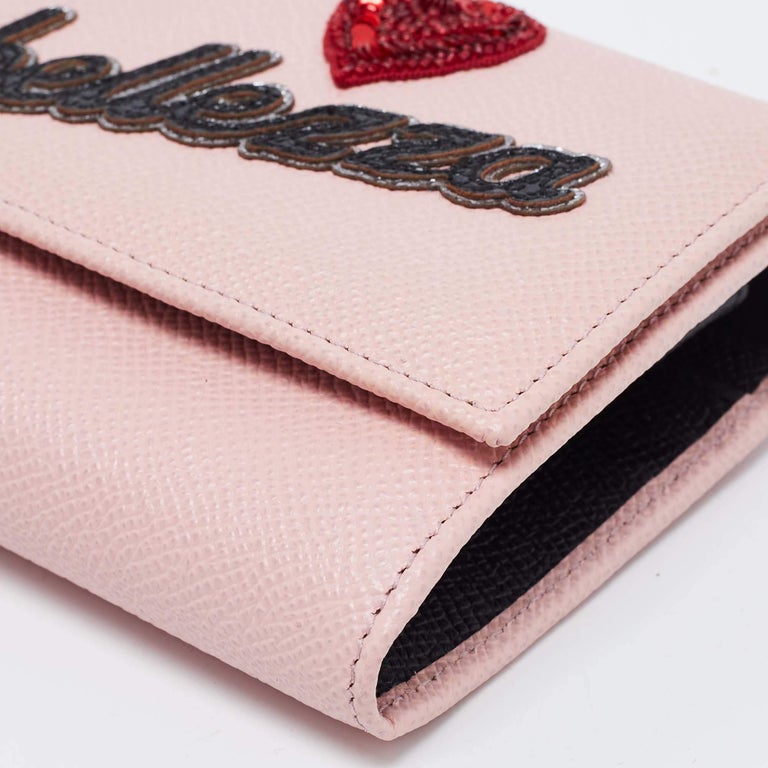 Dolce and Gabbana Pink Leather Dauphine Continental Wallet For Sale at ...