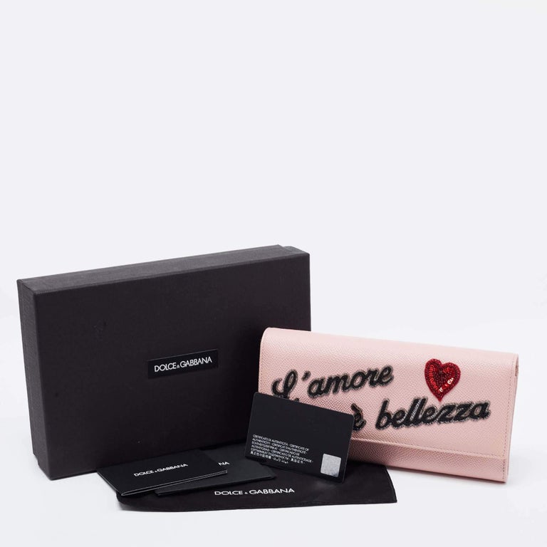 Dolce and Gabbana Pink Leather Dauphine Continental Wallet For Sale at ...