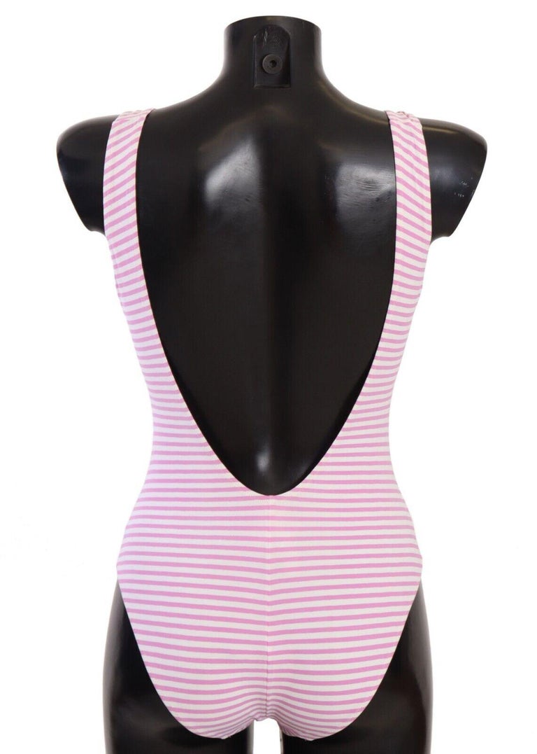 Dolce and Gabbana Pink White Striped I love Cannes Swimsuit Swimwear ...