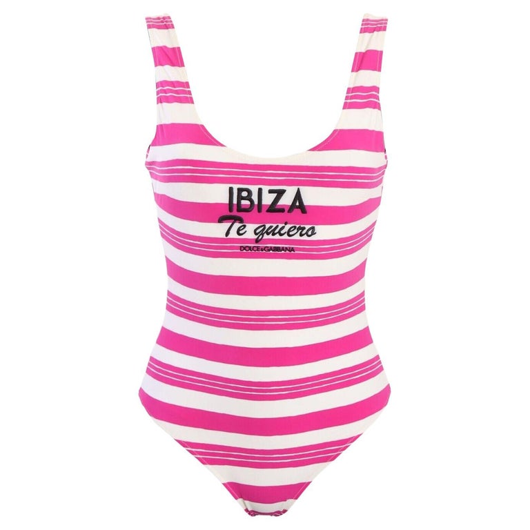 Dolce and Gabbana Pink White Striped I love Ibiza Full Swimsuit ...