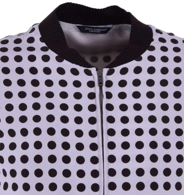 Dolce and Gabbana - Polka Dot Viscose Jacket Beige 48 For Sale at 1stDibs