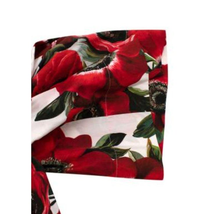 Dolce and Gabbana Poppy Print Off-Shoulder Cotton Poplin Dress For Sale ...
