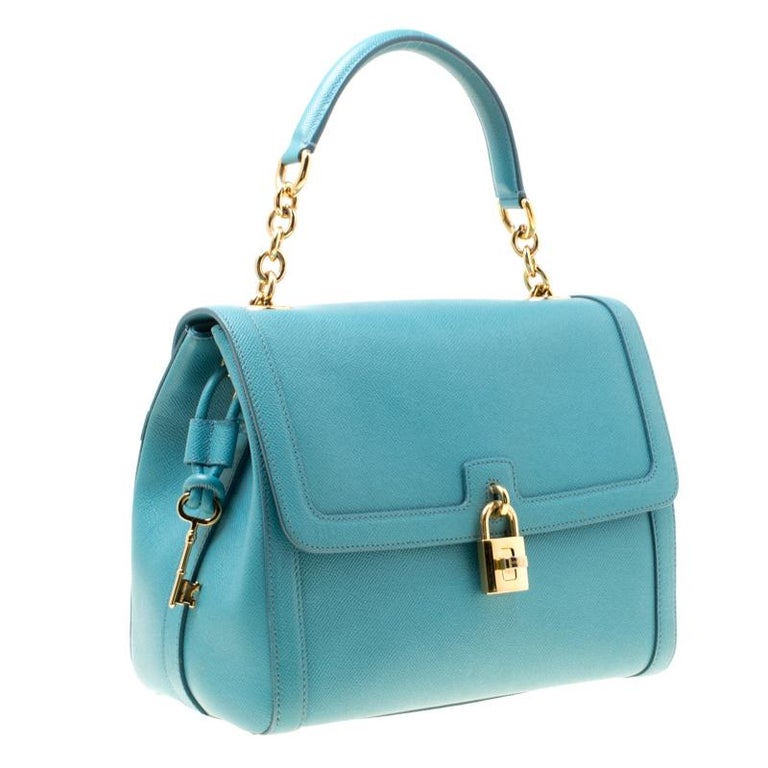 Dolce and Gabbana Powder Blue Leather Padlock Shoulder Bag For Sale at ...