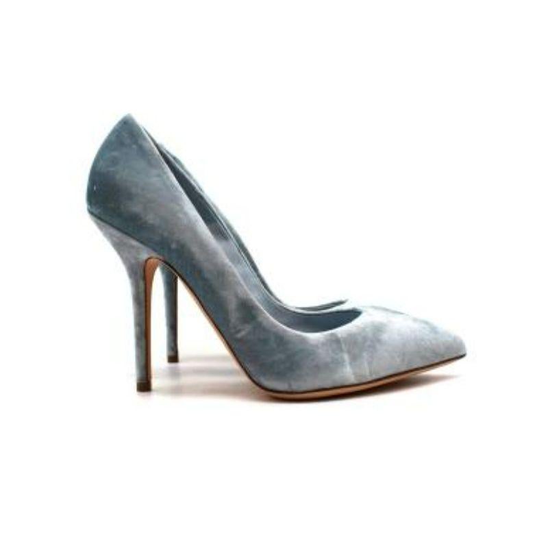 Dolce and Gabbana Powder Blue Velvet Pointed Toe Pumps For Sale at 1stDibs