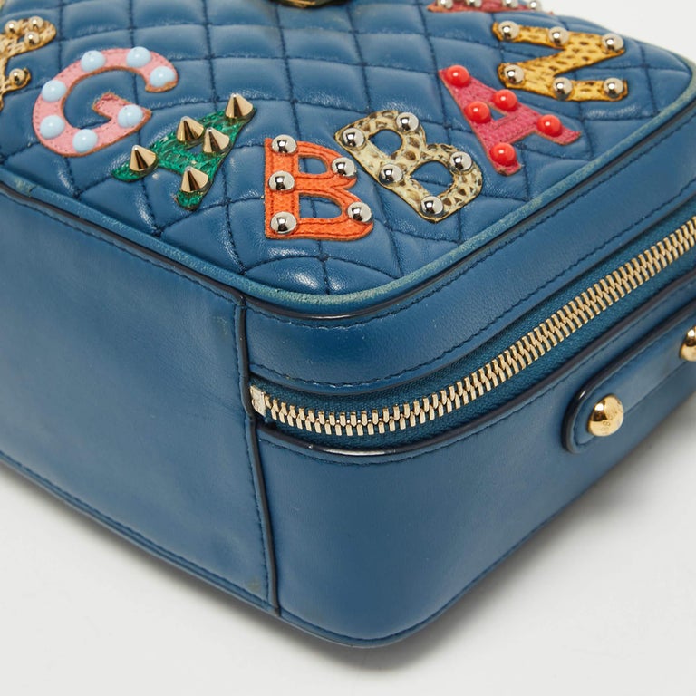 Dolce and Gabbana Quilted Leather Embellished Dolce Box Bag For Sale at 1stDibs