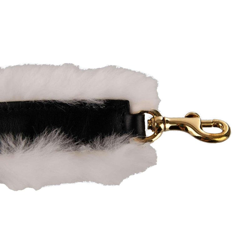 Dolce and Gabbana - Rabbit Fur Leather Bag Strap Handle White Gold For ...