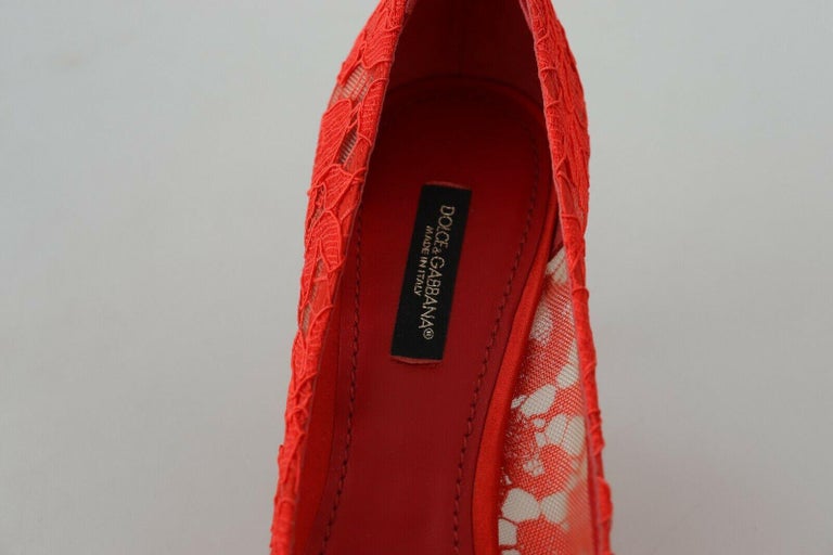 Dolce and Gabbana Red Floral Lace Leather Shoes Heels Pumps With ...