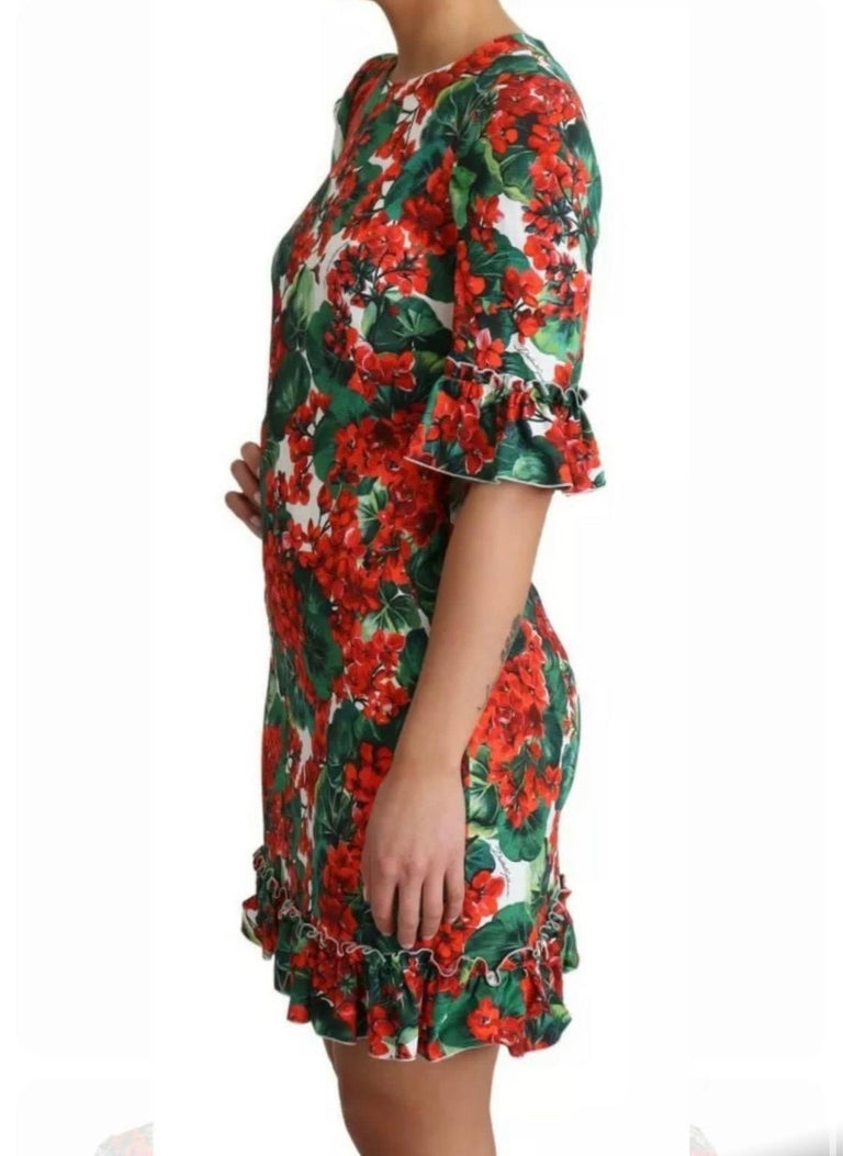 Dolce and Gabbana red geranium printed viscose mid length dress For ...