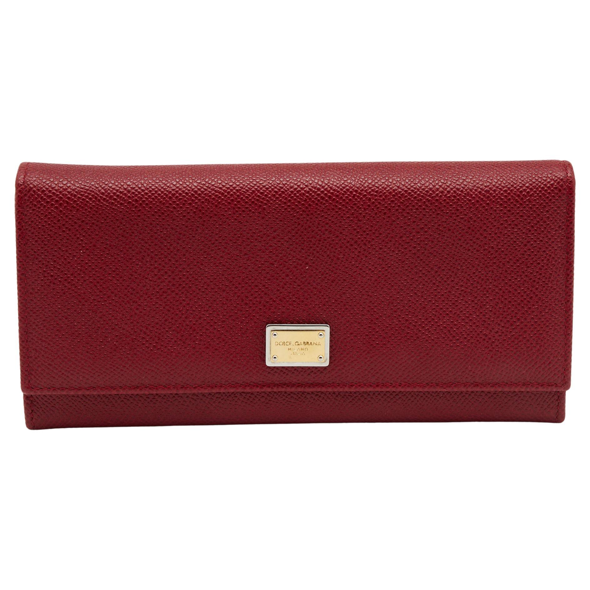 Dolce and Gabbana Red Leather Zip Around Wallet For Sale at 1stDibs