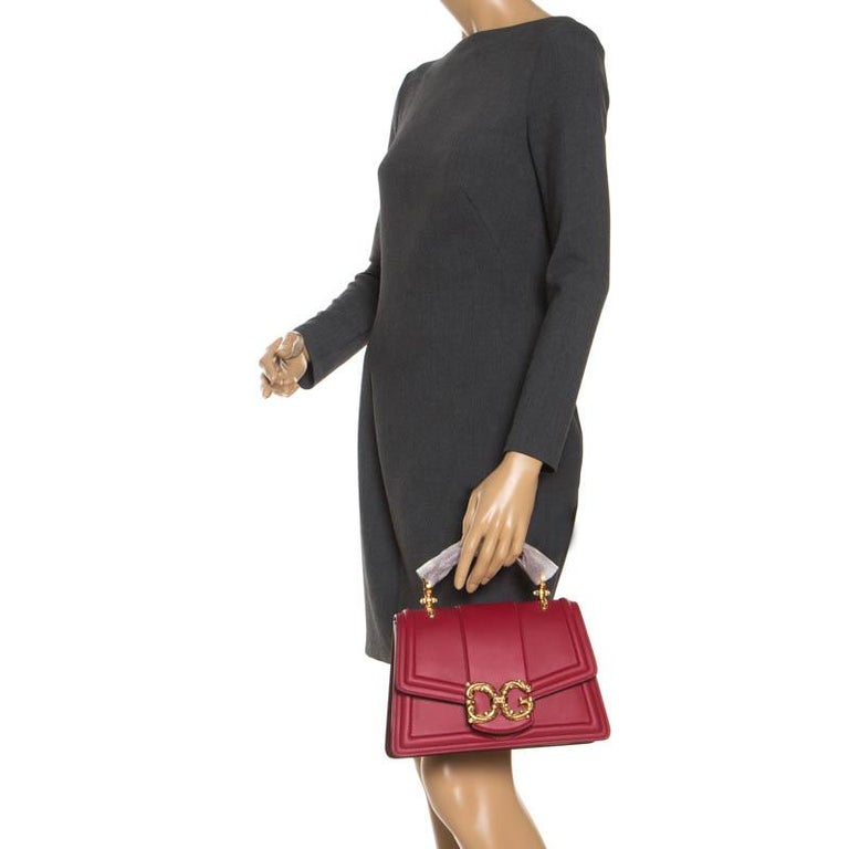 Dolce and Gabbana Red Leather DG Amore Top Handle Bag at 1stDibs