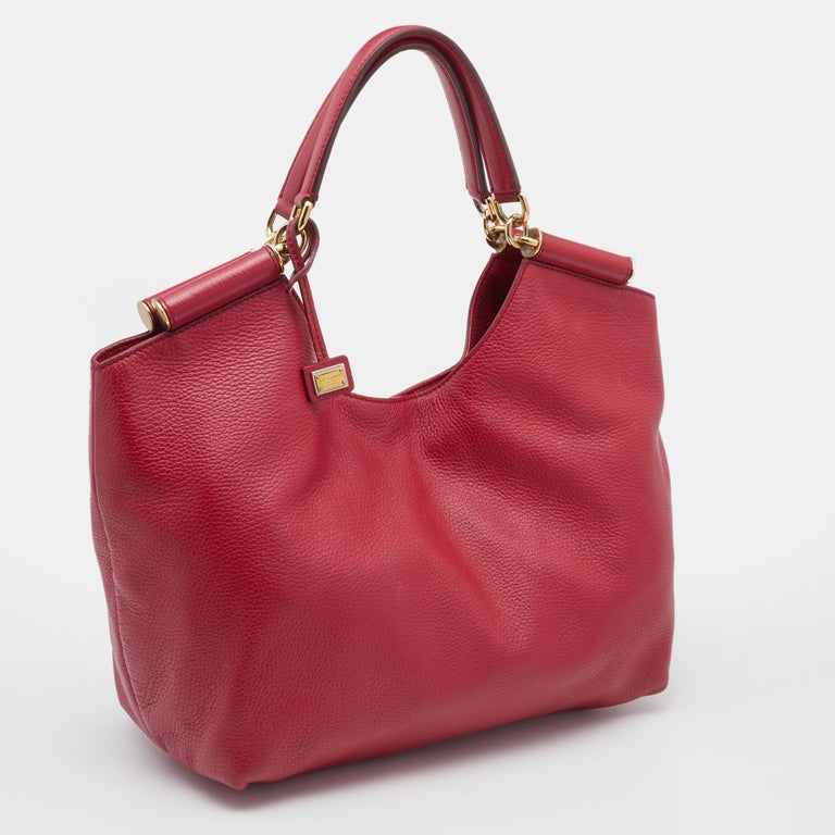 Dolce and Gabbana Red Leather Tote For Sale at 1stDibs