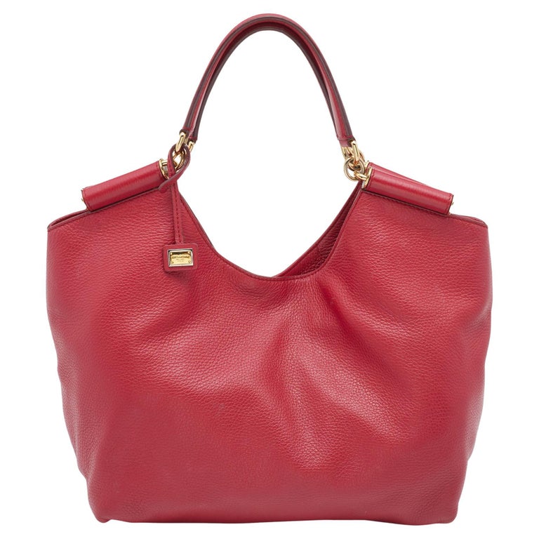 Dolce and Gabbana Red Leather Tote For Sale at 1stDibs