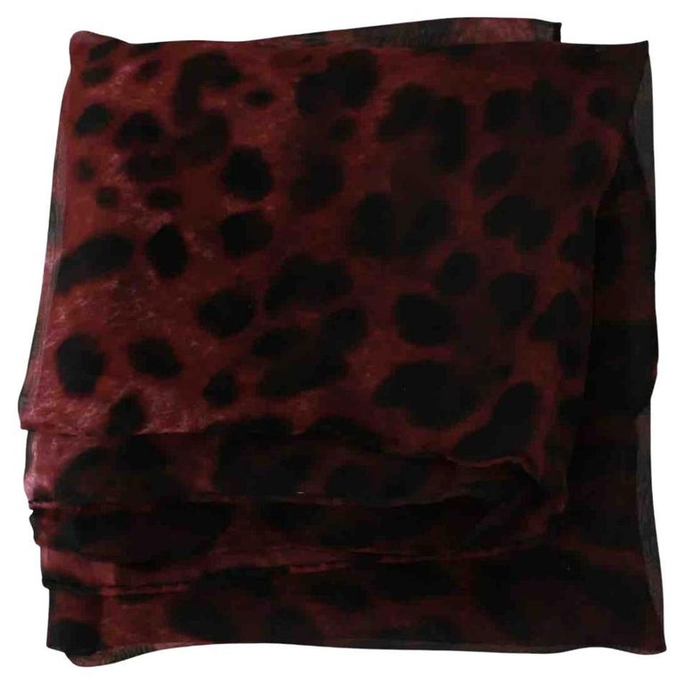 Dolce and Gabbana Red Leopard Print Silk Scarf in Multicolour For Sale ...