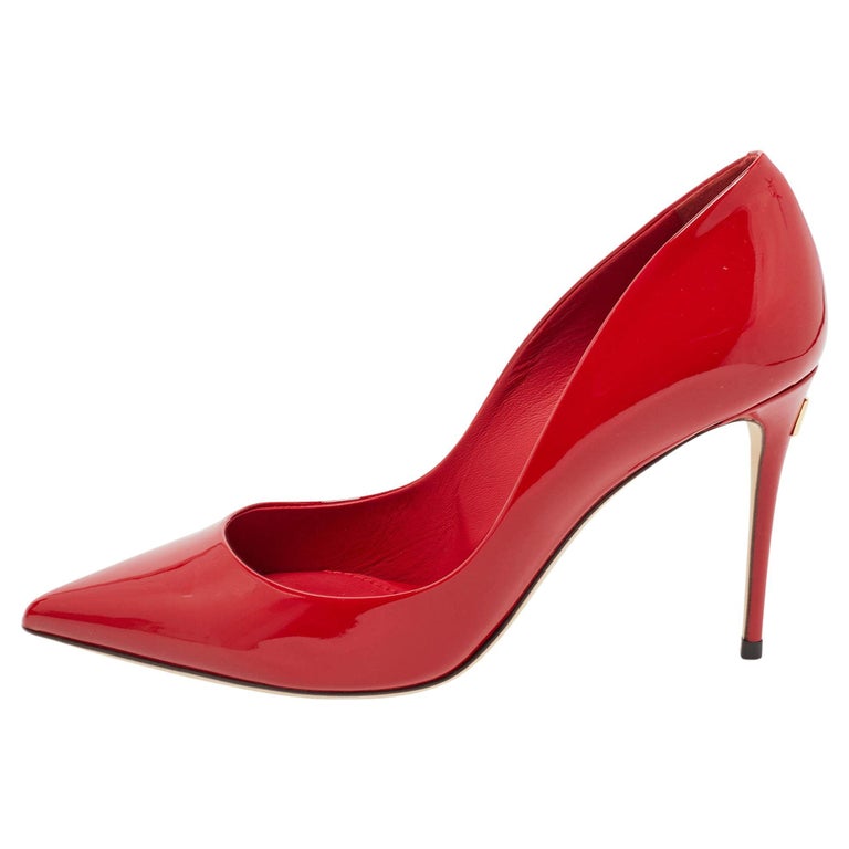 Dolce and Gabbana Red Patent Leather Pointed Toe Pumps Size 39 For Sale ...