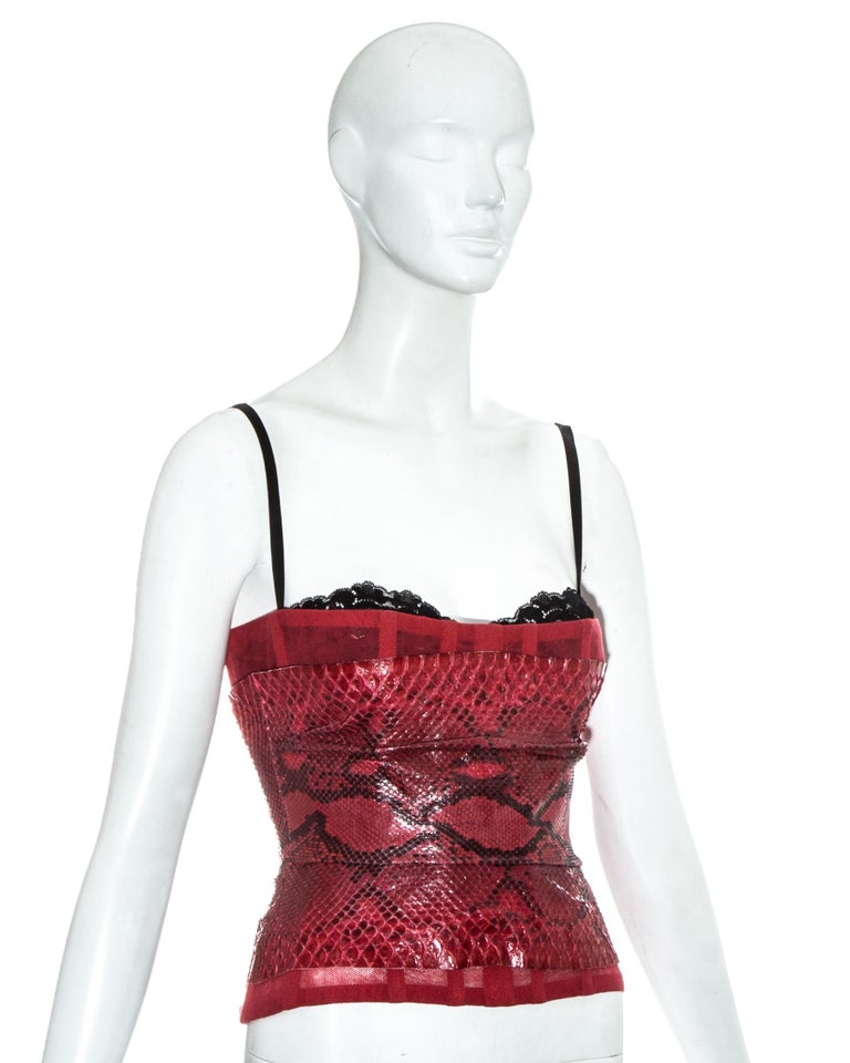 Dolce and Gabbana red snakeskin and mesh corset, ss 2005 at 1stDibs ...