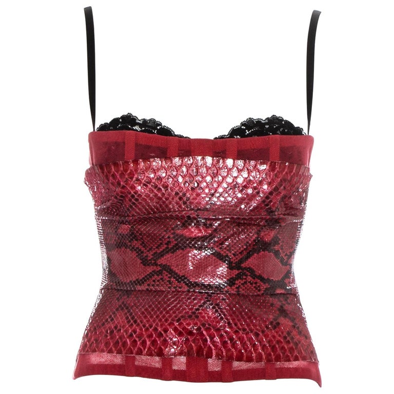 Dolce and Gabbana red snakeskin and mesh corset, ss 2005 at 1stDibs ...