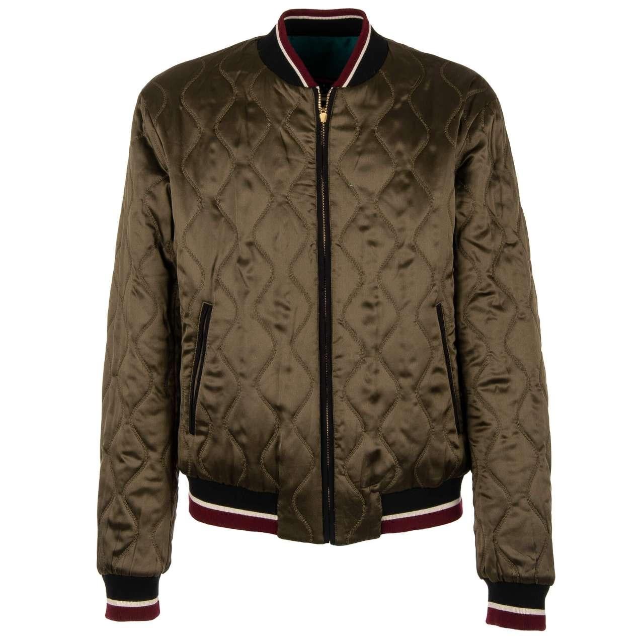 Dolce and Gabbana Reversible DG Royal King Silk Bomber Jacket Green ...