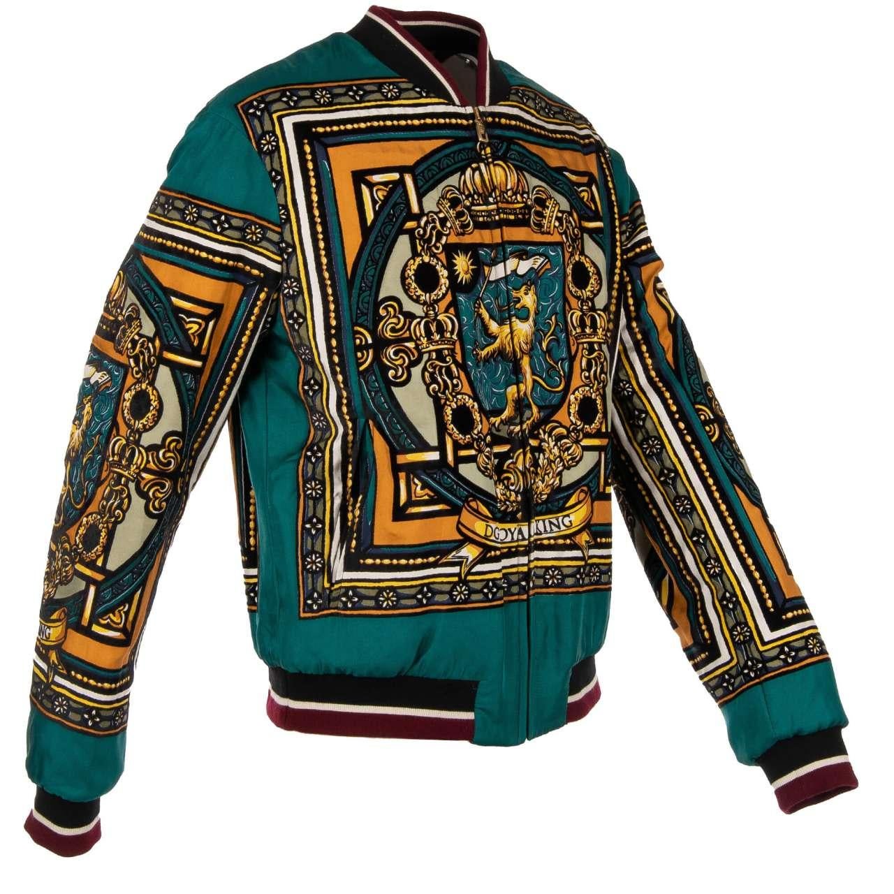 Dolce and Gabbana Reversible DG Royal King Silk Bomber Jacket Green ...