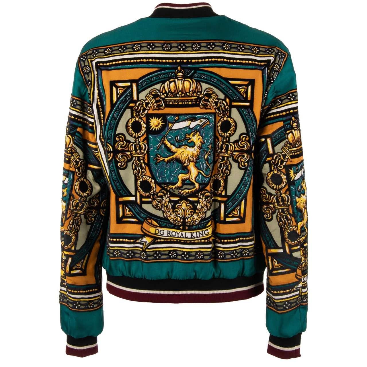 Dolce and Gabbana Reversible DG Royal King Silk Bomber Jacket Green ...