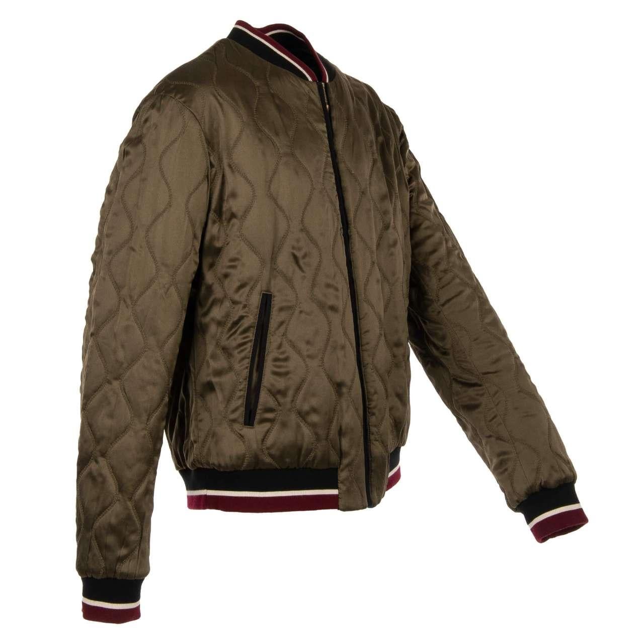 Dolce and Gabbana Reversible DG Royal King Silk Bomber Jacket Green ...