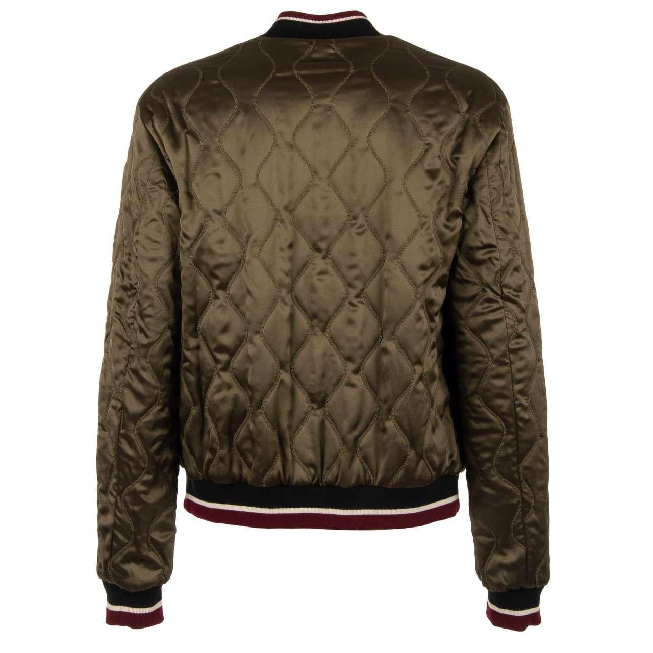 Dolce and Gabbana Reversible DG Royal King Silk Bomber Jacket Green ...