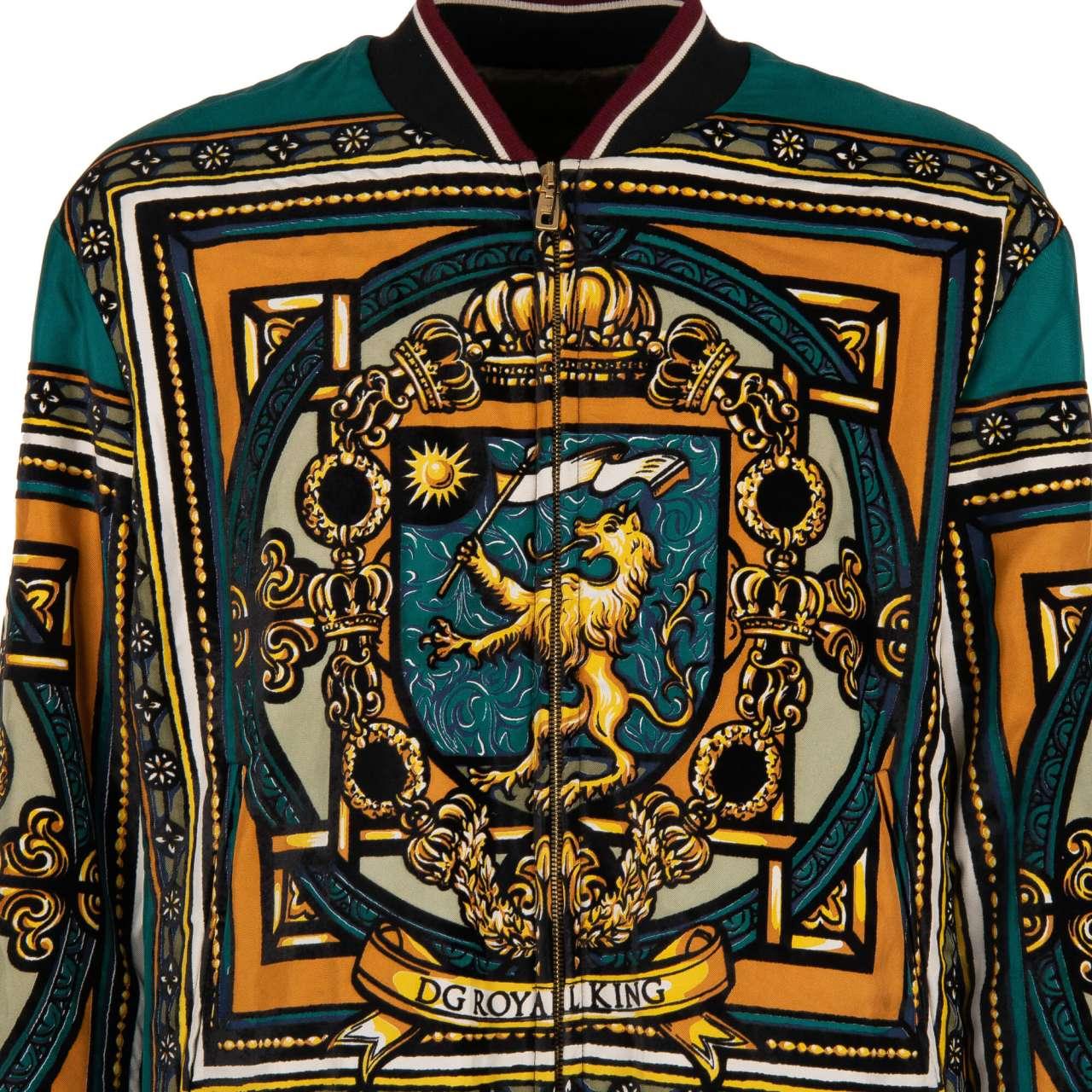 Dolce and Gabbana Reversible DG Royal King Silk Bomber Jacket Green ...