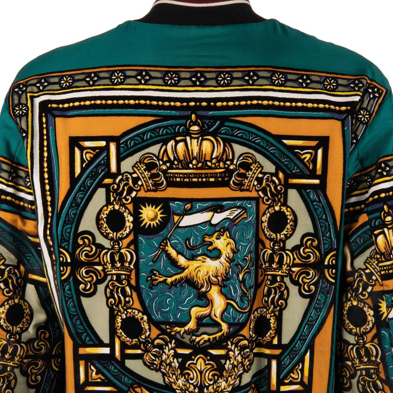 Dolce and Gabbana Reversible DG Royal King Silk Bomber Jacket Green ...