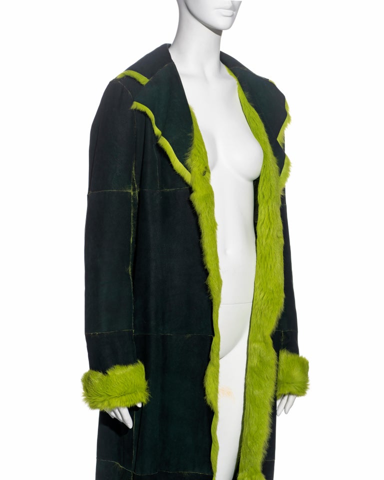 Dolce and Gabbana reversible green fur coat, fw 2000 For Sale at 1stDibs