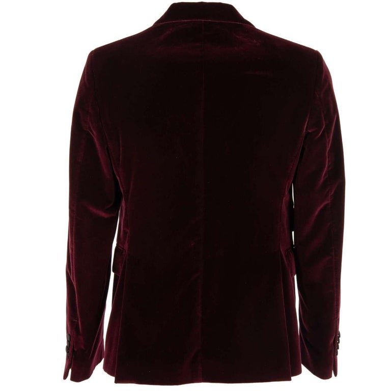 Dolce and Gabbana Royal Crown Fox Velvet Blazer Tuxedo Jacket Bordeaux ...