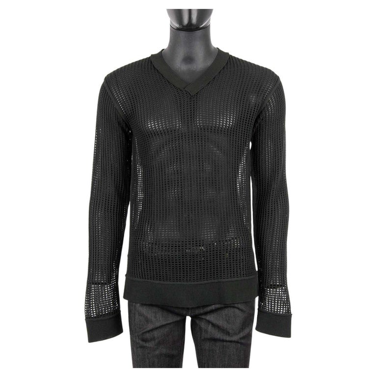 Dolce and Gabbana - RUNWAY Net V-Neck Sweater Green 48 For Sale at 1stDibs