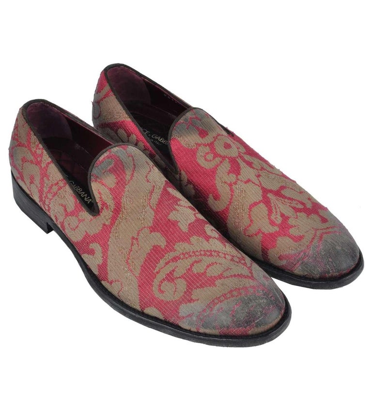 Dolce and Gabbana - RUNWAY Silk Baroque Slipper Red Gold EUR 41.5 For ...