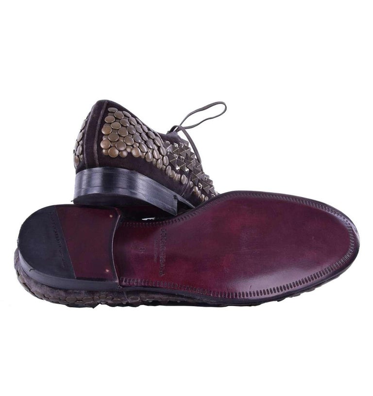 Dolce and Gabbana - RUNWAY Studded Velour Derby Shoes For Sale at 1stDibs