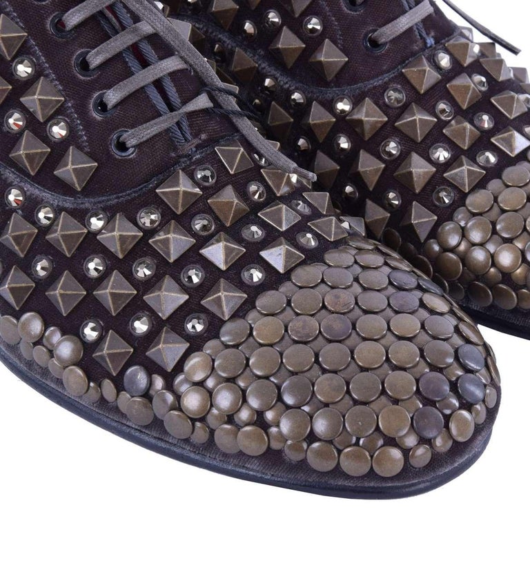 Dolce and Gabbana - RUNWAY Studded Velour Derby Shoes For Sale at 1stDibs