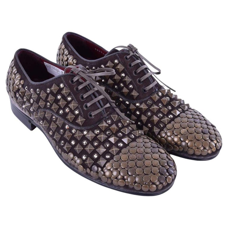 Dolce and Gabbana - RUNWAY Studded Velour Derby Shoes For Sale at 1stDibs