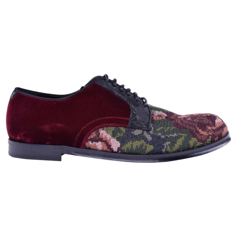 Dolce and Gabbana - RUNWAY Velour Embroidery Shoes EUR 41 For Sale at ...