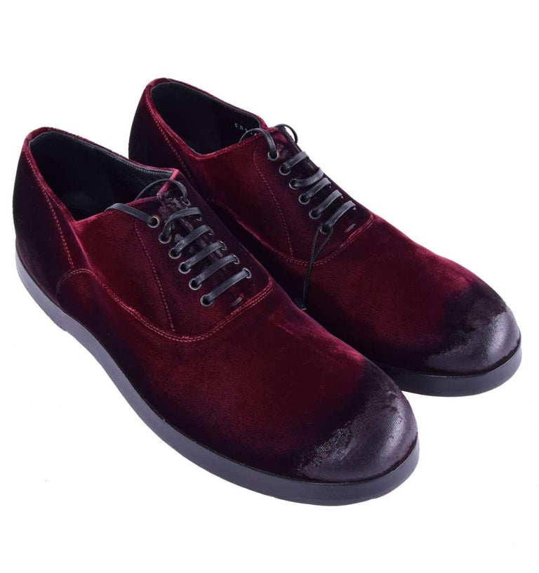 Dolce and Gabbana - RUNWAY Velour Shoes Bordeaux EUR 39 For Sale at 1stDibs