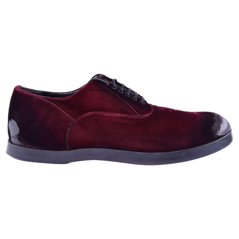 Dolce and Gabbana - RUNWAY Velour Shoes Bordeaux EUR 39 For Sale at 1stDibs